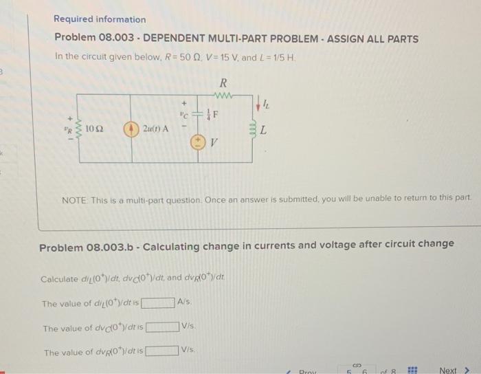 Solved Required information Problem 08.003. DEPENDENT | Chegg.com