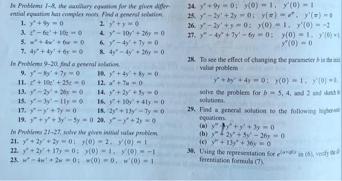 Solved In Problems 1-8, the auxiliary equation for the given | Chegg.com