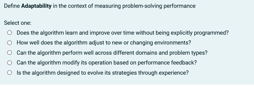 Solved Define Adaptability in the context of measuring | Chegg.com