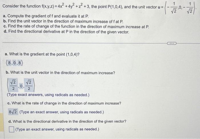Solved Consider the function f(x,y,z)=4x2+4y2+z2+3, the | Chegg.com