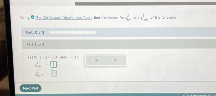 Solved Using 9 The Chi-Square Distribution Table, find the | Chegg.com