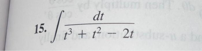 Solved 15. ∫t3+t2−2tdt | Chegg.com