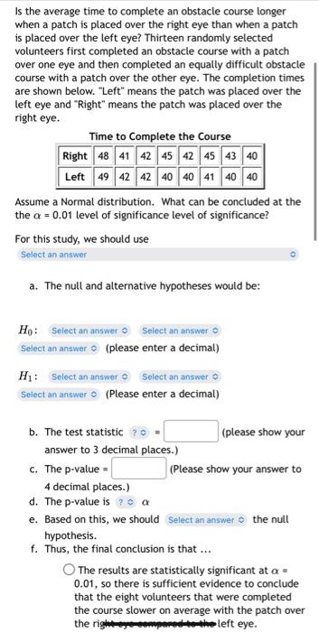Solved Is the average time to complete an obstacle course | Chegg.com