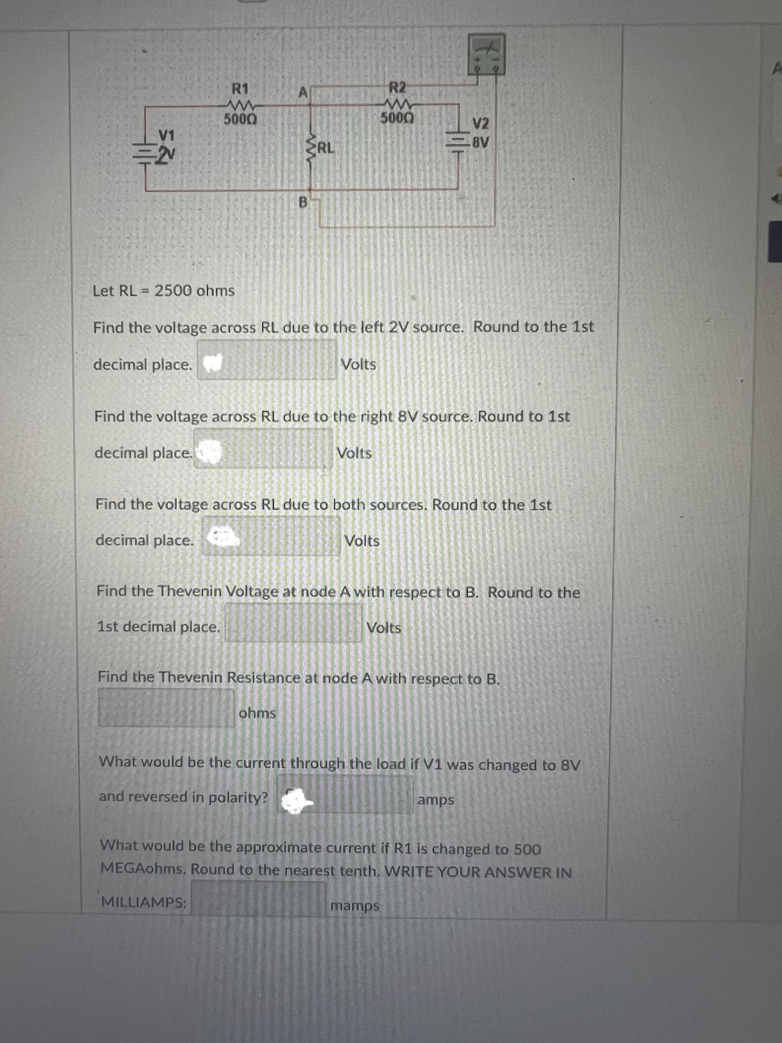 Solved Let RL=2500 ﻿ohmsFind the voltage across RL due to | Chegg.com