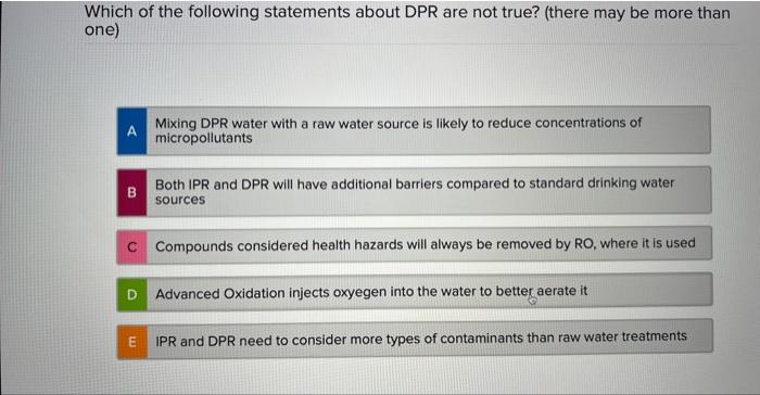 Which of the following statements about DPR are not | Chegg.com