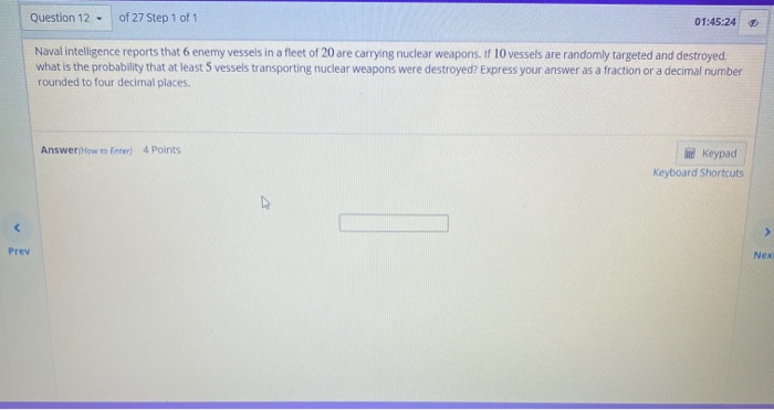 Solved Question 12 - of 27 Step 1 of 1 01:45:24 Naval | Chegg.com