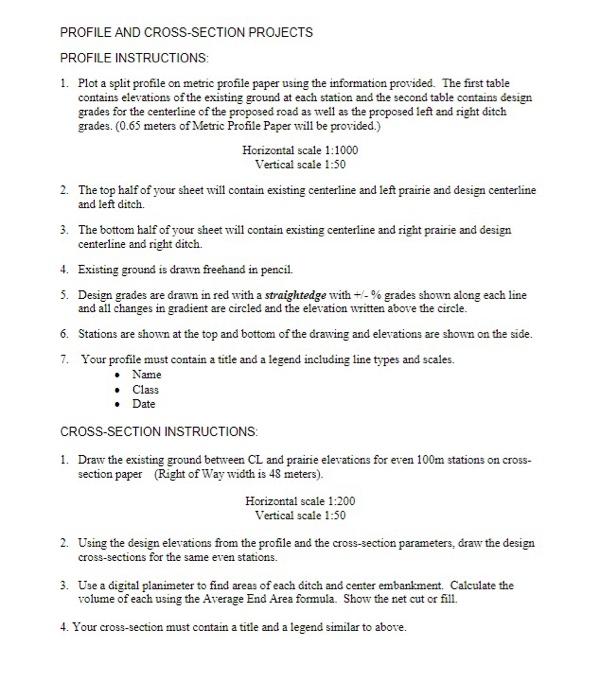 PROFILE AND CROSS-SECTION PROJECTS PROFILE | Chegg.com