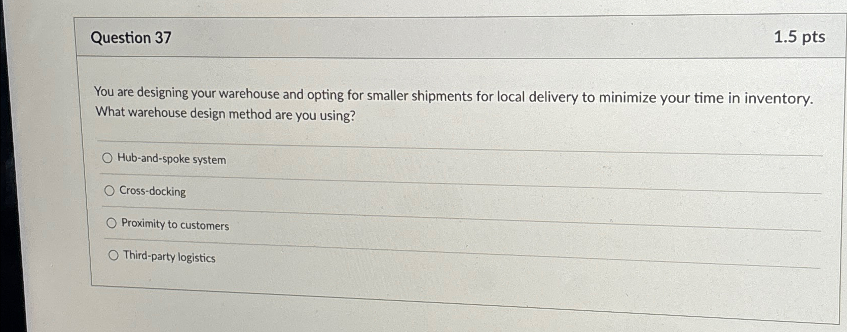 Solved Question 371.5ptsYou are designing your warehouse and | Chegg.com