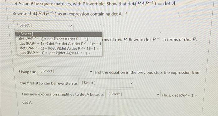 Solved Let A and P be square matrices, with P invertible. | Chegg.com
