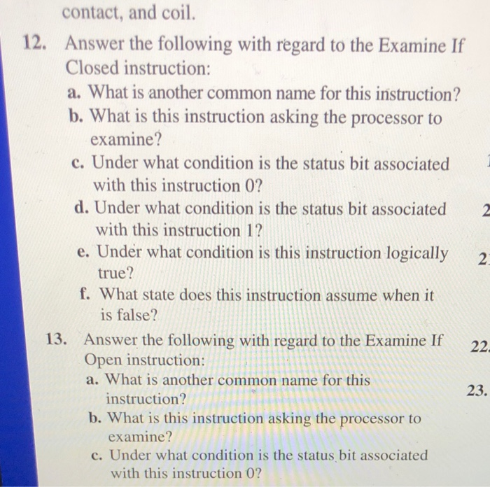 Solved contact, and coil. 12. Answer the following with | Chegg.com