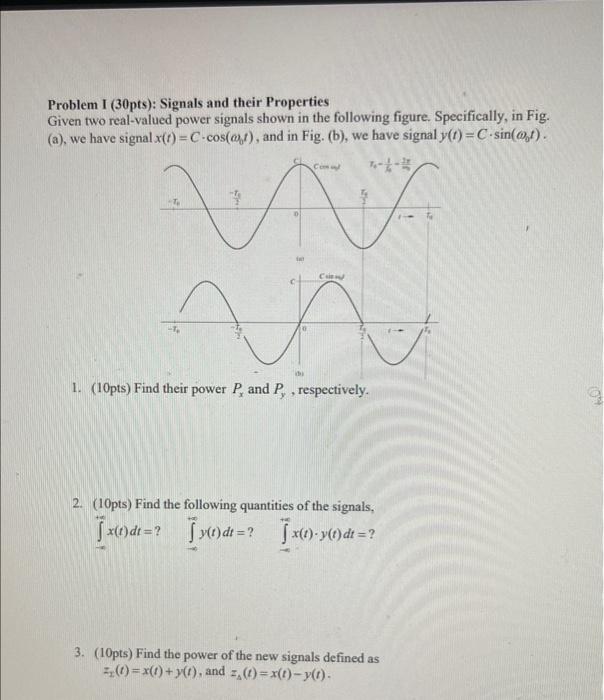 Solved Problem I (30pts): Signals and their Properties Given | Chegg.com