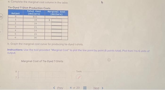 Solved 23 5 a. Complete the marginal cost column in the | Chegg.com