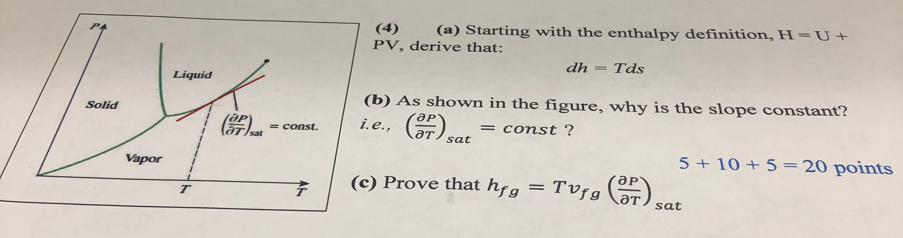 Solved (4) (a) ﻿Starting with the enthalpy definition, | Chegg.com