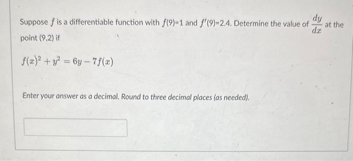 Solved Suppose f is a differentiable function with f(9)=1 | Chegg.com