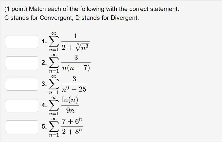 Solved (1 ﻿point) ﻿Match each of the following with the | Chegg.com