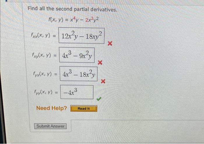 Solved Find all the second partial derivatives. | Chegg.com