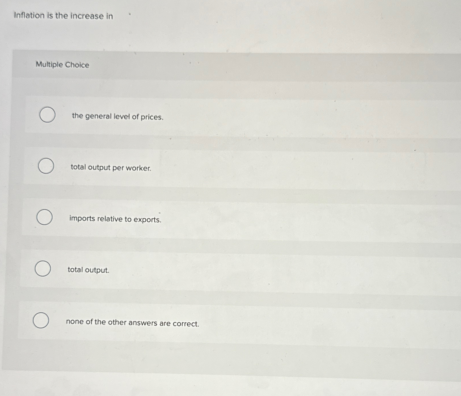 Solved Inflation is the increase inMultiple Choicethe | Chegg.com Solved Inflation is the increase inMultiple Choicethe | Chegg.com