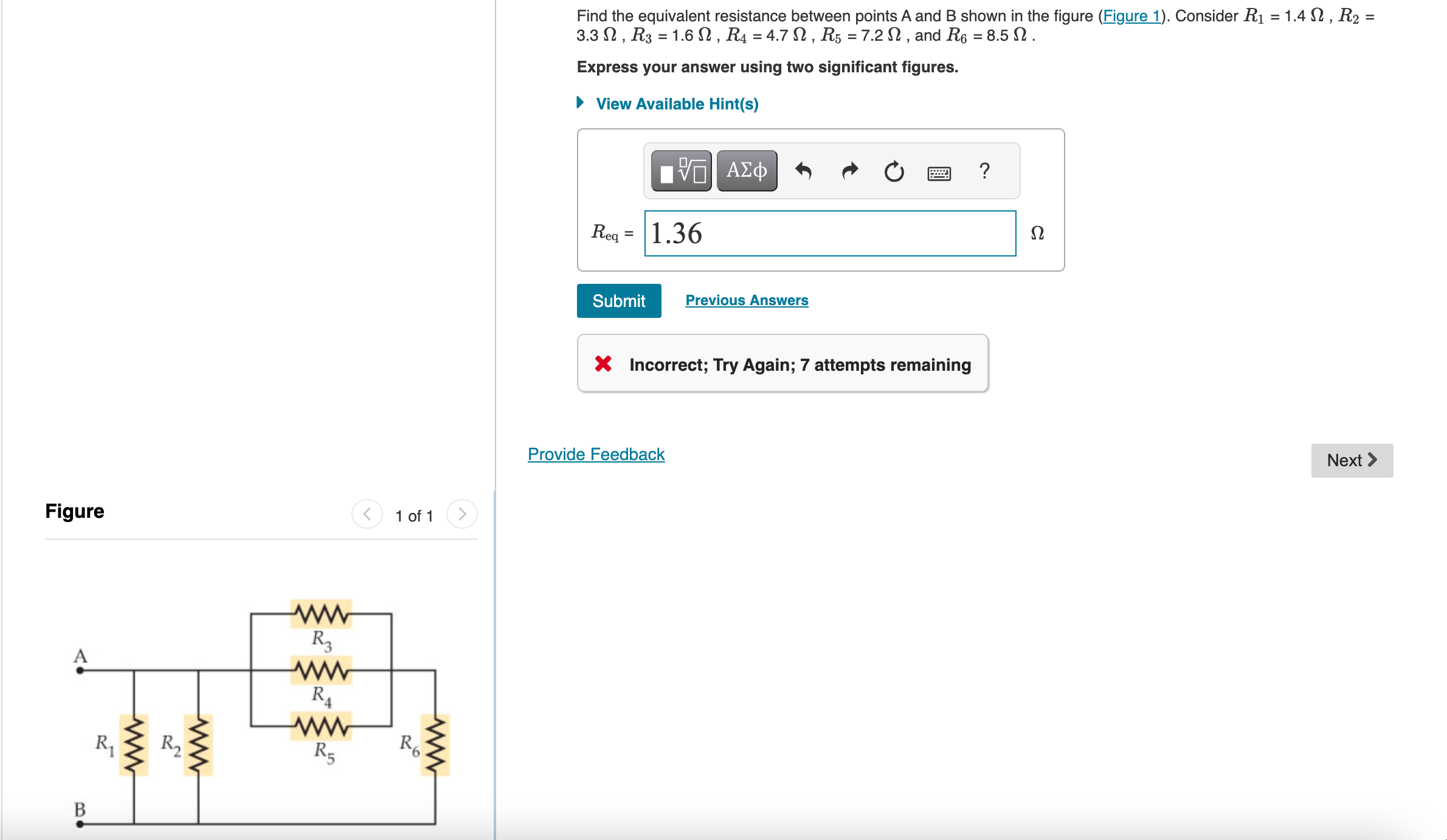 Solved Find the equivalent resistance between points A and B | Chegg.com