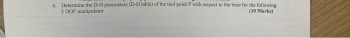 Solved 4. Determine the D-H parameters (D-H table) of the | Chegg.com