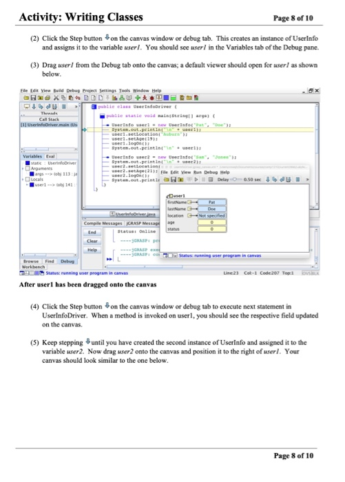 Solved Activity: Writing Classes Page 1 of 10 Terminology | Chegg.com