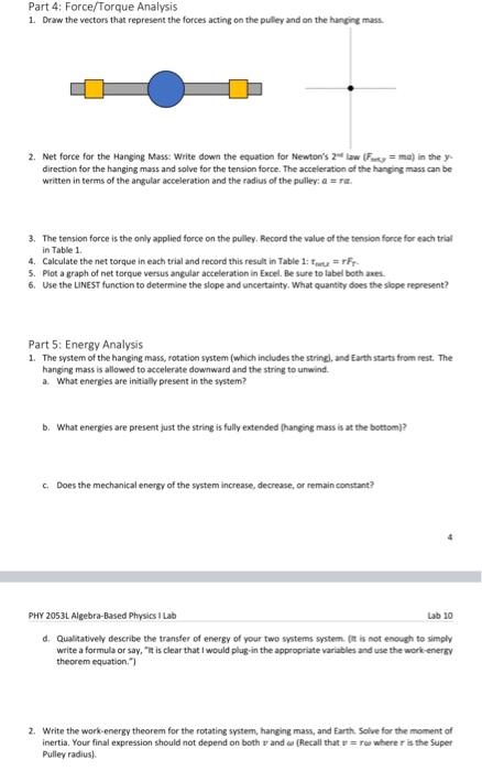 Part 4: Force/Torque Analysis 1. Draw the vectors | Chegg.com