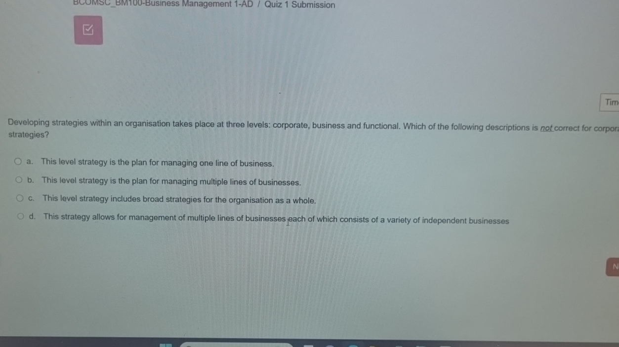 Solved Developing strategies within an organisation takes | Chegg.com