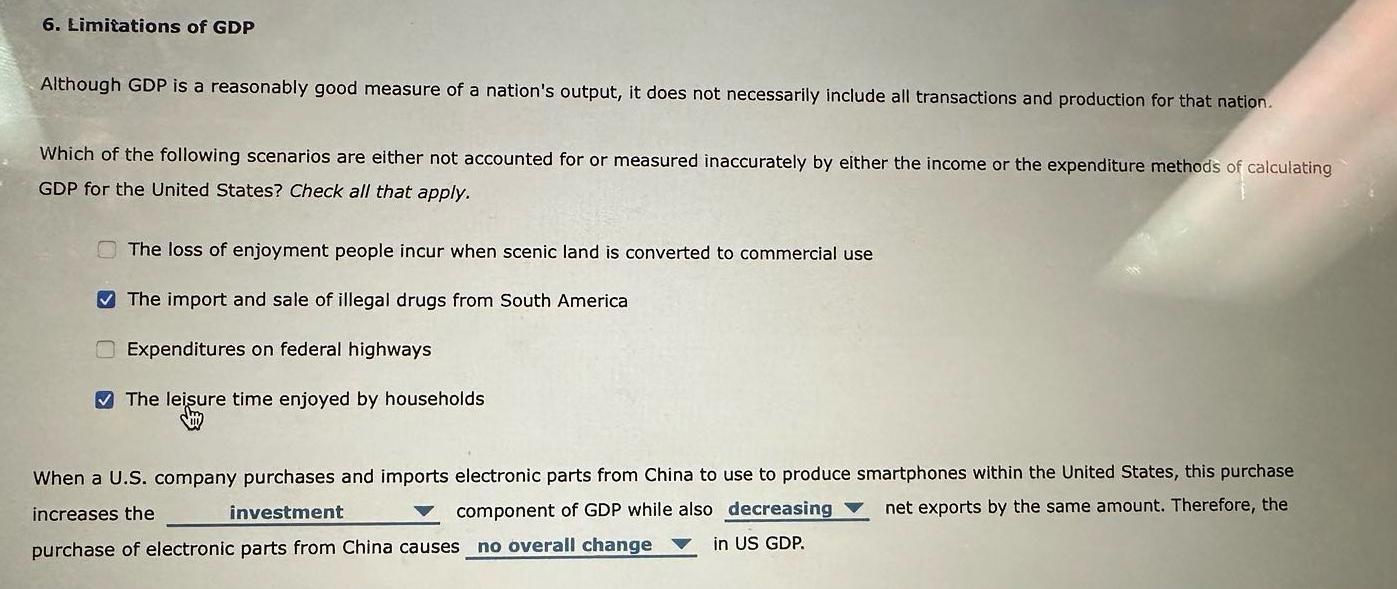Solved Limitations of GDPAlthough GDP is a reasonably good | Chegg.com