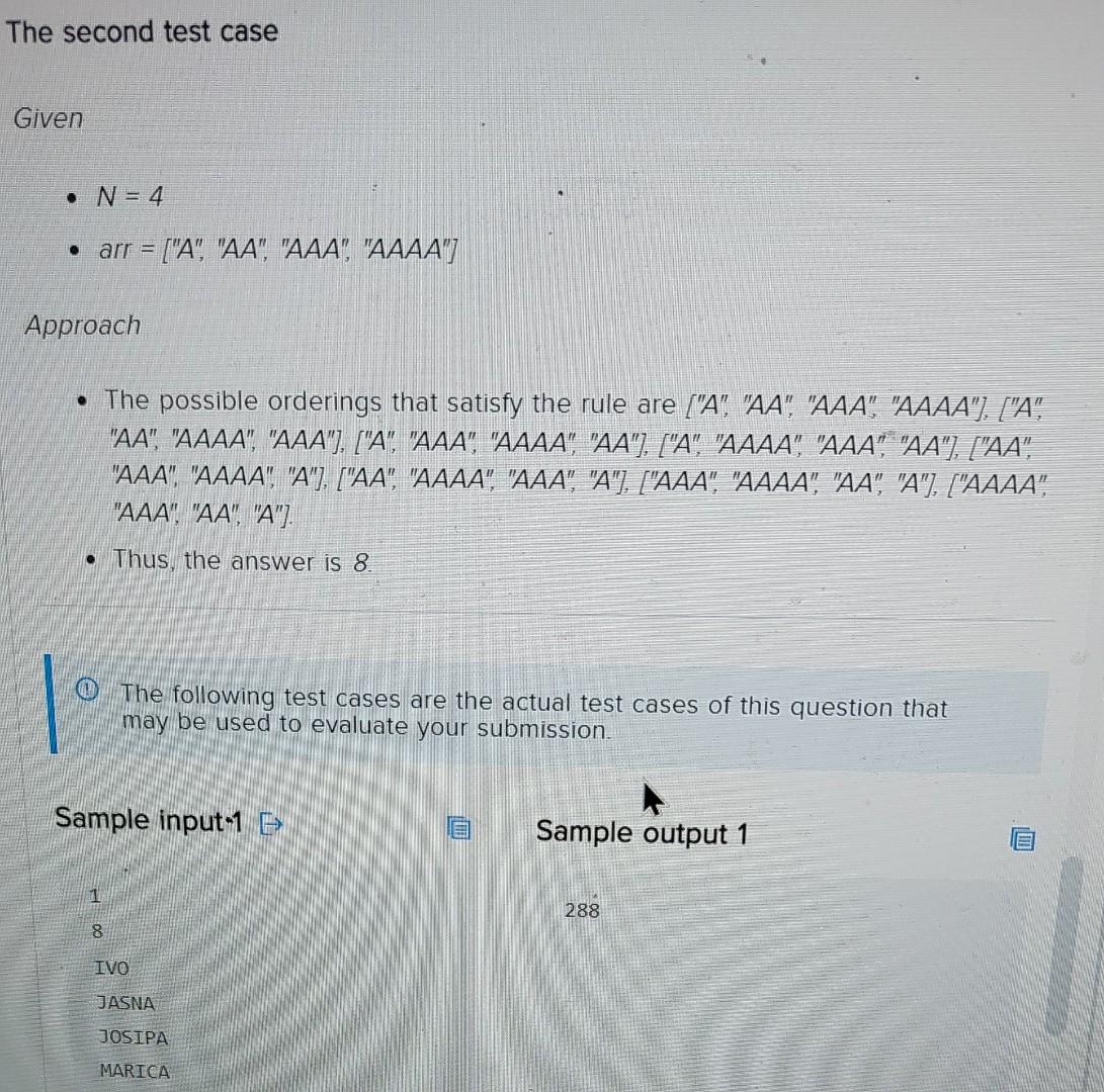 String ordering You are given a list of N distinct | Chegg.com
