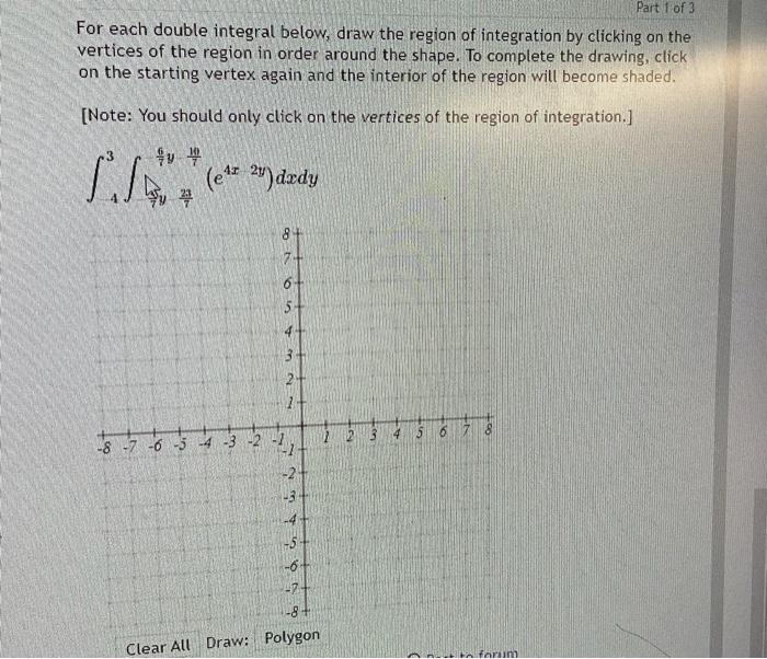 Solved For each double integral below, draw the region of | Chegg.com