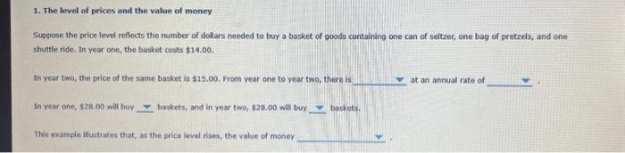 Solved 1. The level of prices and the value of money Suppose | Chegg.com