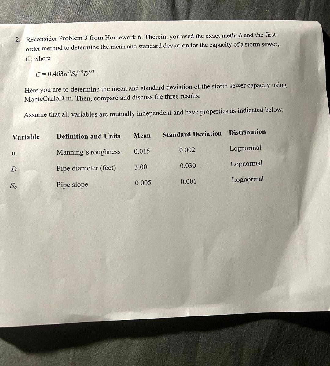 Solved 2. Reconsider Problem 3 from Homework 6 . Therein, | Chegg.com
