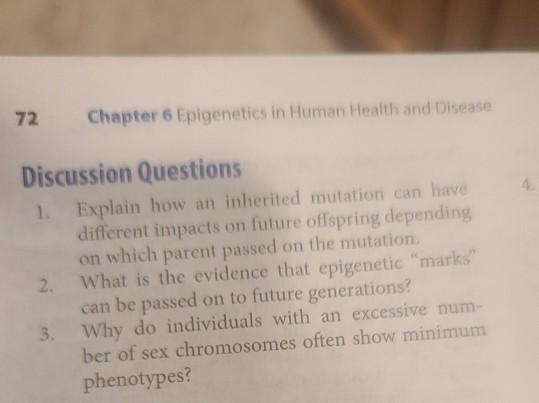 Solved 72 Chapter 6 Epigenetics in Human Health and Disease | Chegg.com