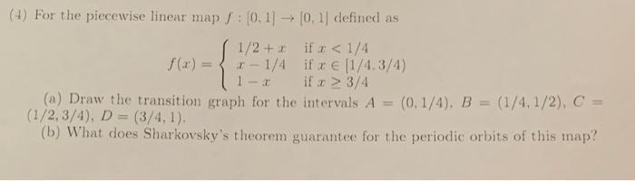 Solved (4) For the piecewise linear map / : (0.11 0.1] | Chegg.com
