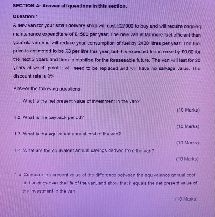Solved Section A Answer All Questions In This Section