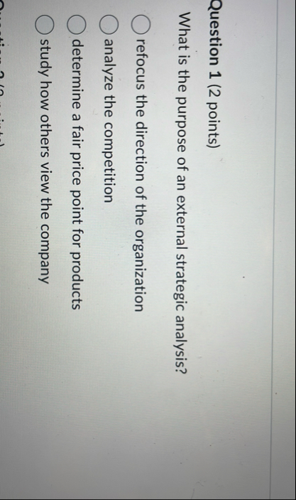 Solved Question 1 (2 ﻿points)What is the purpose of an | Chegg.com