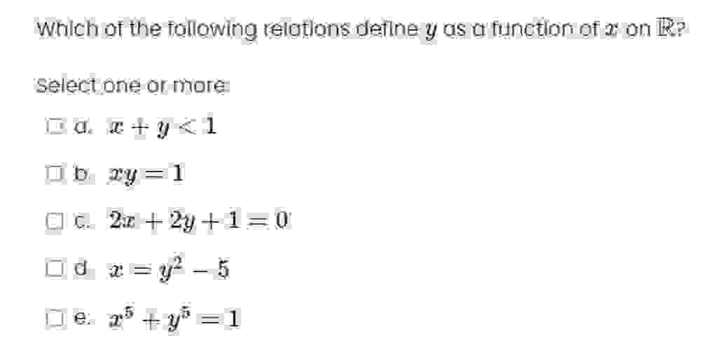 Which of ﻿the following relations define y as ﻿a | Chegg.com