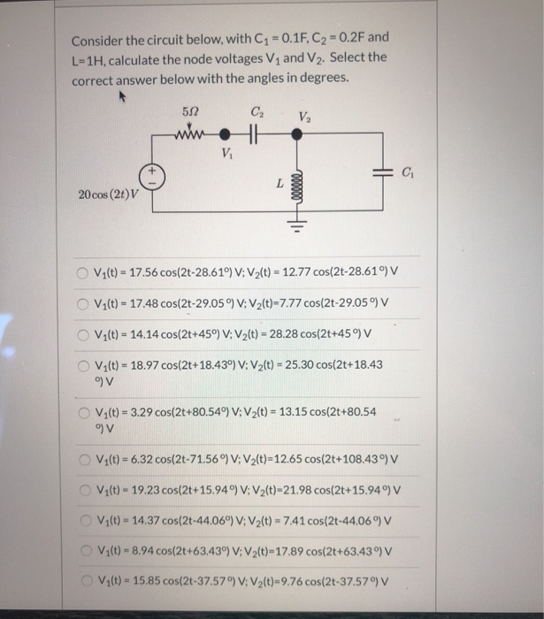 Solved Consider the circuit below, with C1 = 0.1F, C2 = 0.2F | Chegg.com