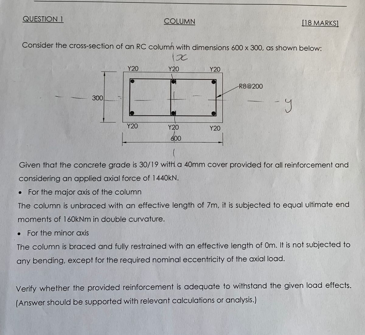 Solved QUESTION 1COLUMN[18MARKS]Consider the cross-section | Chegg.com