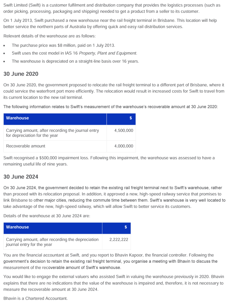 Solved Swift Limited (Swift) ﻿is a customer fulfilment and | Chegg.com