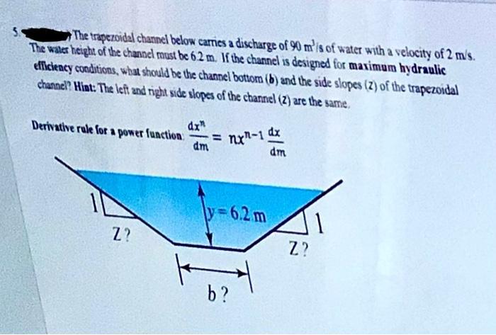 Solved The trapezoidal channel below carries a discharge of | Chegg.com