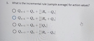 Solved What is the incremental rule (sample average) ﻿for | Chegg.com