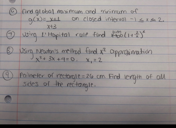 Solved ② find global maximum and minimum of g(x)=_X+ on | Chegg.com