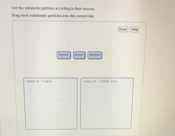Solved Sort the subatomic particles according to their | Chegg.com Solved Sort the subatomic particles according to their | Chegg.com
