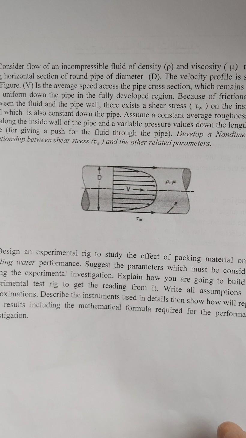 Solved Consider flow of an incompressible fluid of density | Chegg.com