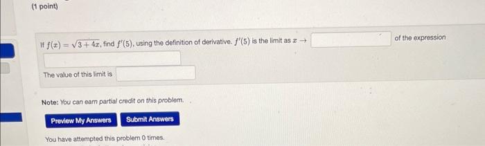 Solved Find f′(a) for the function f(t)=t+52t+1 f′(a)= You | Chegg.com