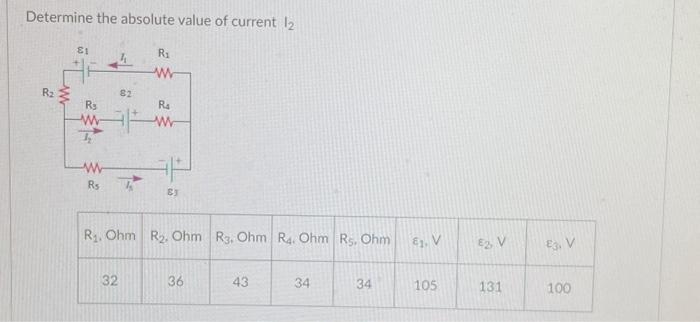 Solved Determine the absolute value of current I2 | Chegg.com