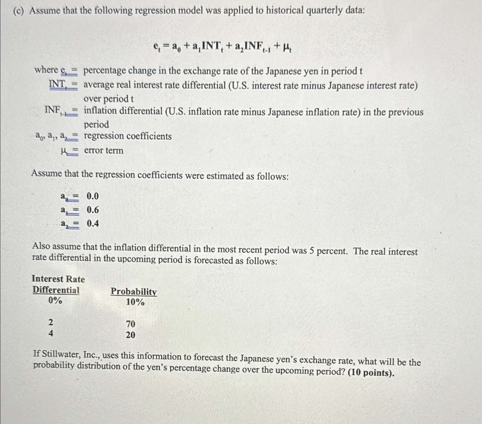 Solved (c) ﻿Assume that the following regression model was | Chegg.com