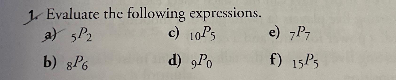 Solved Evaluate the following | Chegg.com