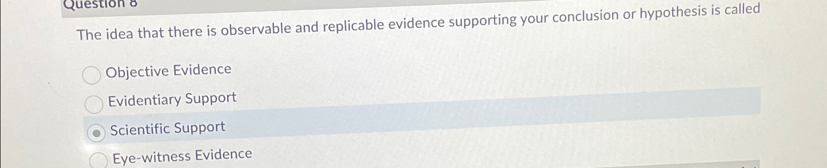 Solved The idea that there is observable and replicable | Chegg.com
