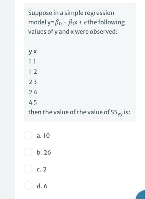 Solved Suppose in a simple regression model y=Bo + Bix + | Chegg.com